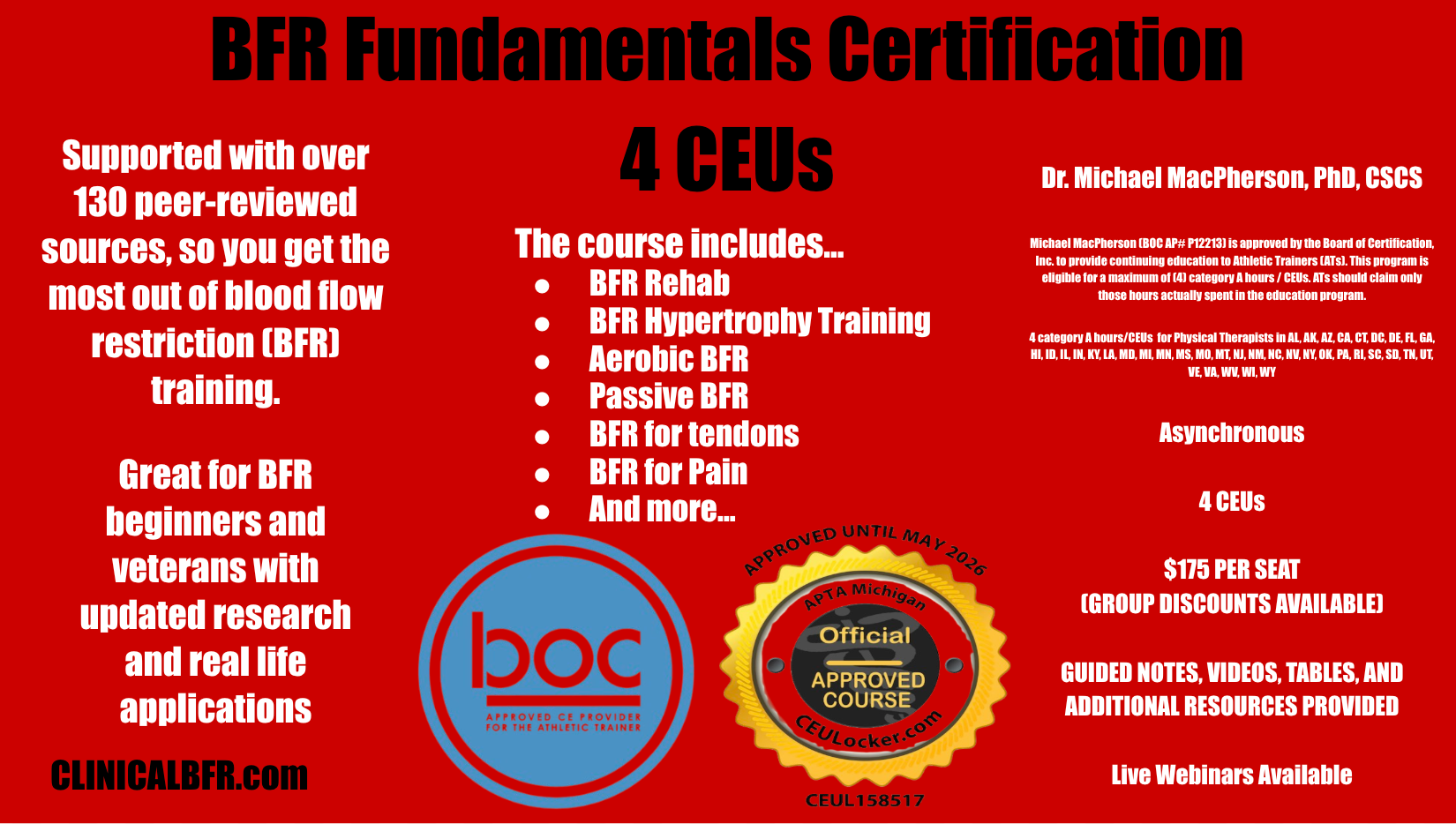 BFR Fundamentals Certification Course – Clinical BFR